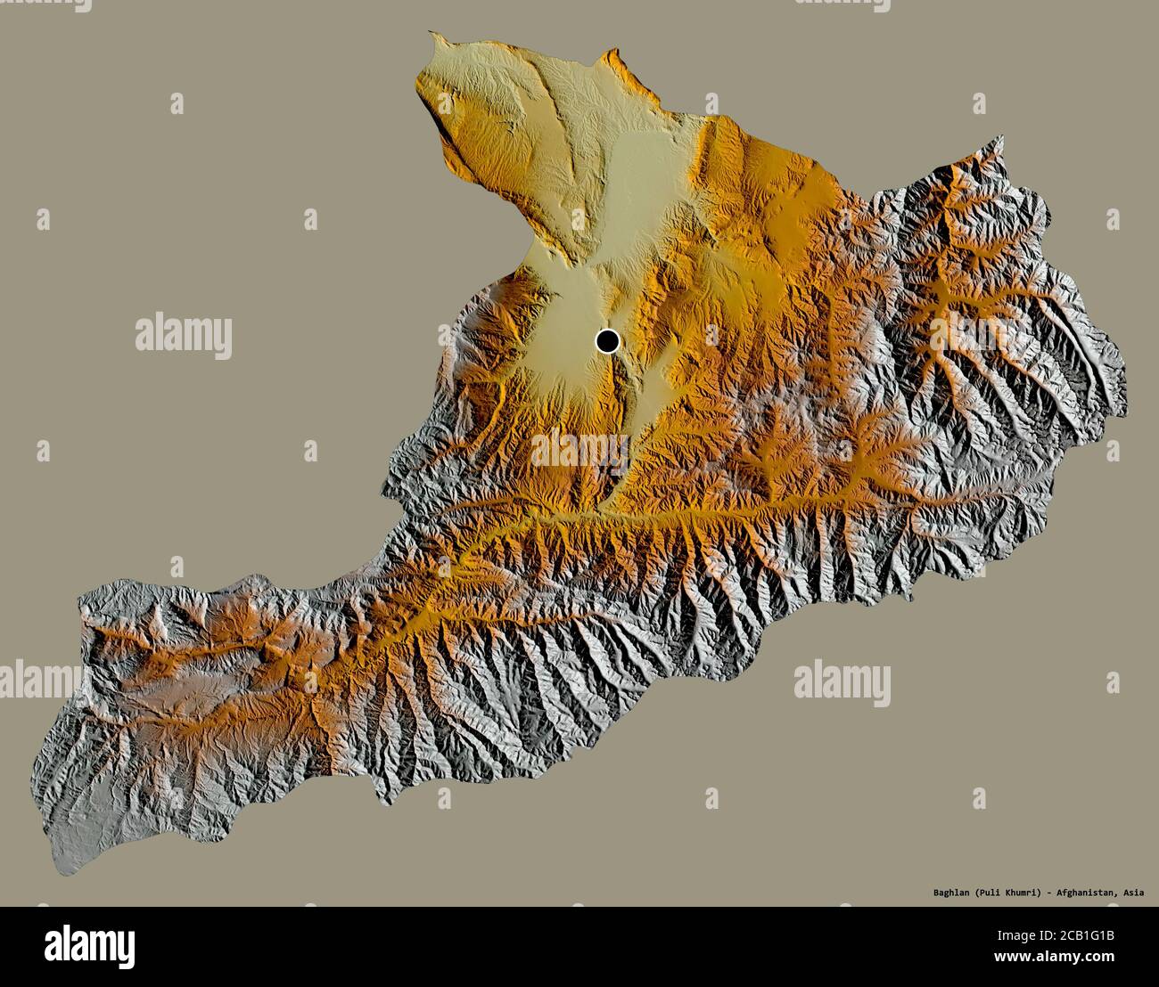Shape of Baghlan, province of Afghanistan, with its capital isolated on ...