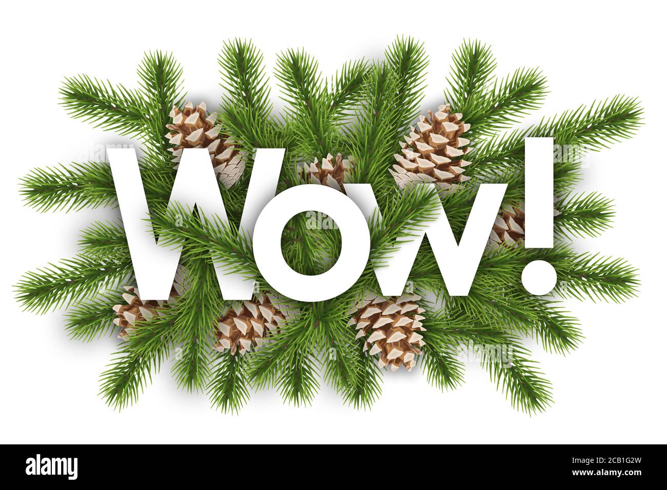 wow in christmas background - pine branchs Stock Photo - Alamy