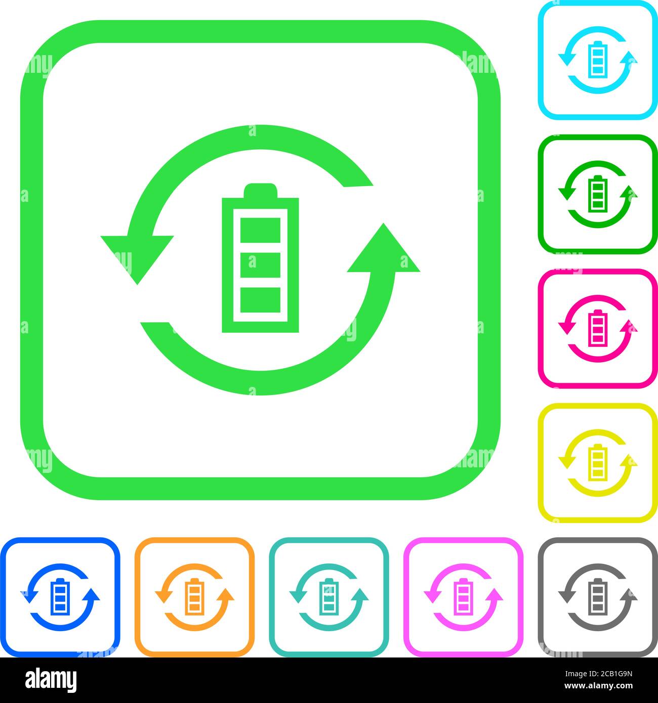 Renewable energy vivid colored flat icons in curved borders on white ...