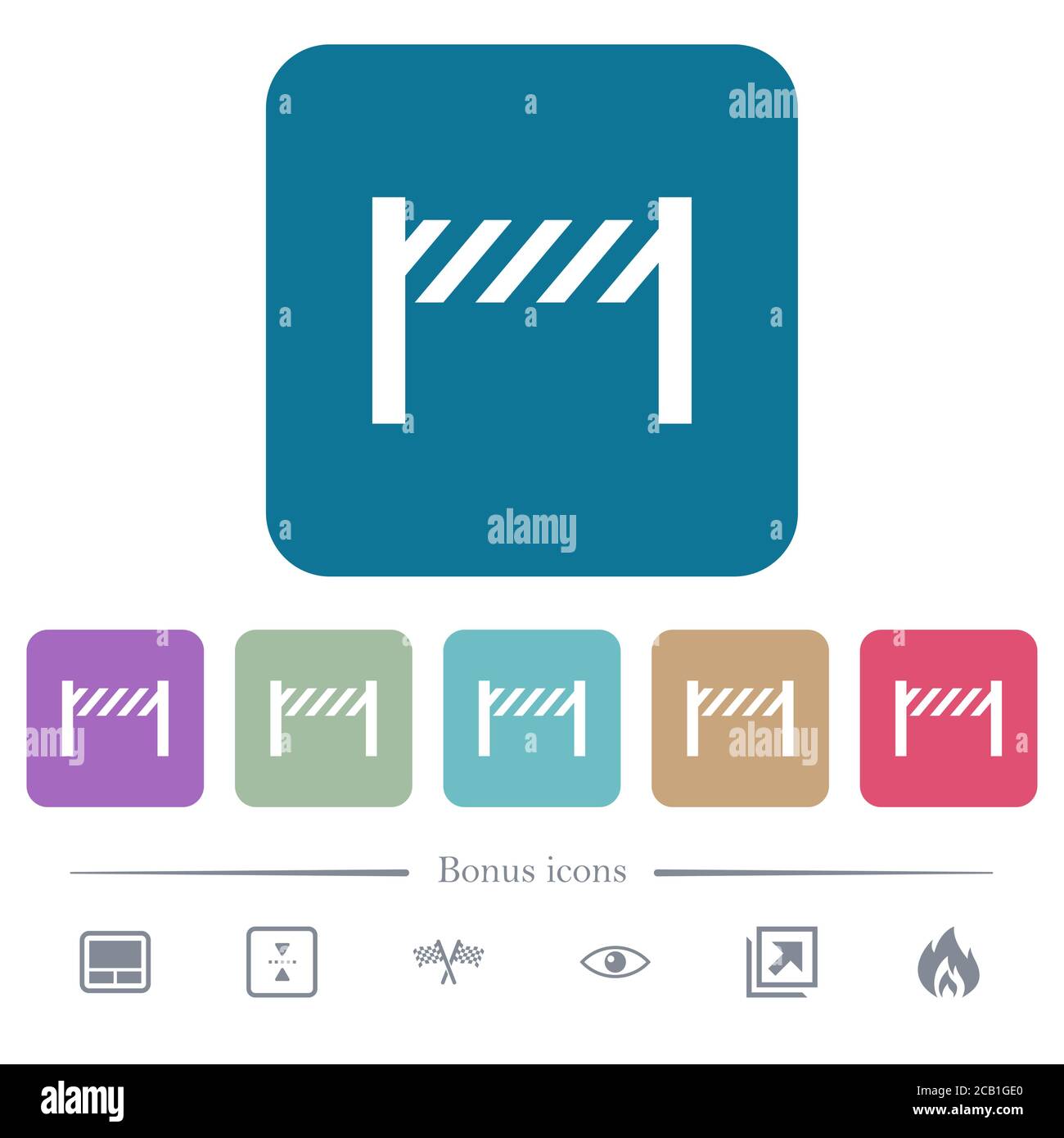 Road closure fence white flat icons on color rounded square backgrounds ...