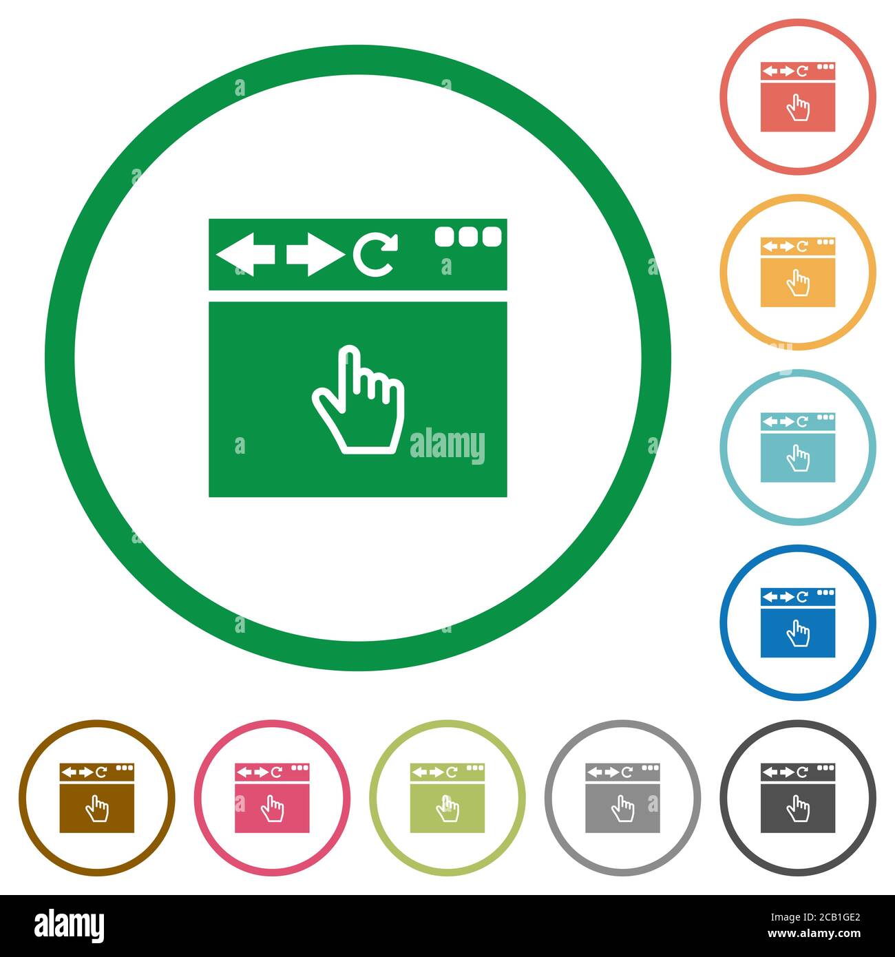 Browser pointer cursor flat color icons in round outlines on white ...