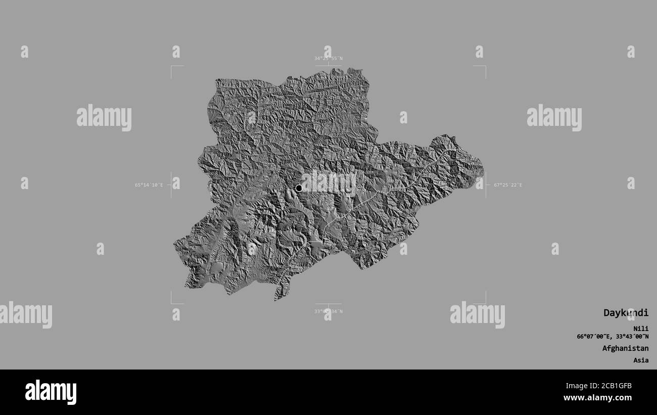 Area of Daykundi, province of Afghanistan, isolated on a solid ...