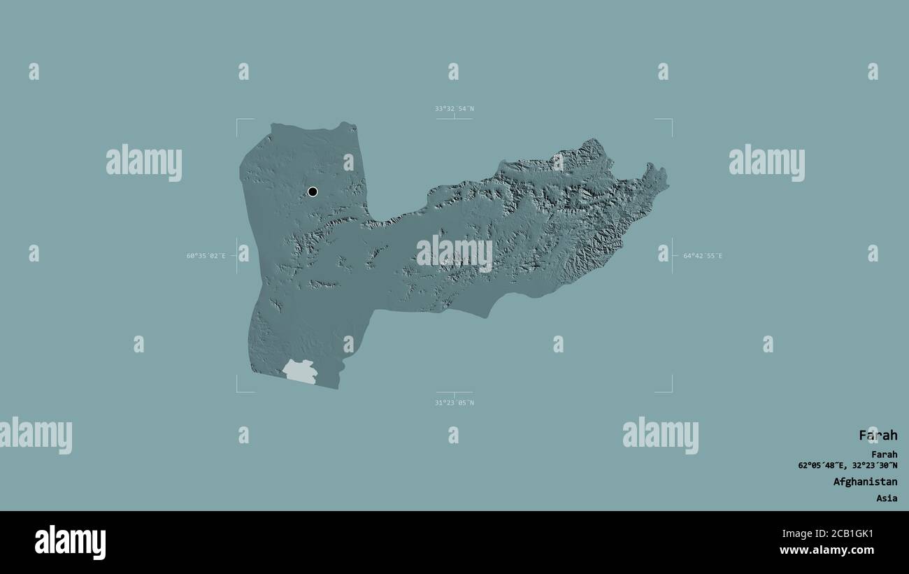Area of Farah, province of Afghanistan, isolated on a solid background ...
