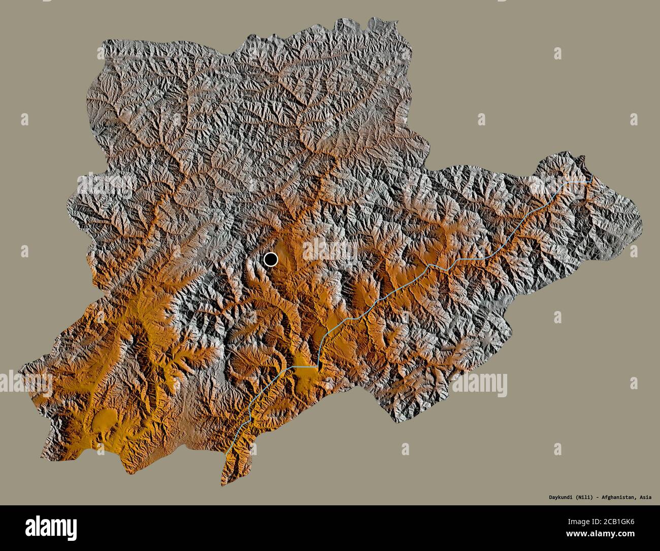 Shape of Daykundi, province of Afghanistan, with its capital isolated ...