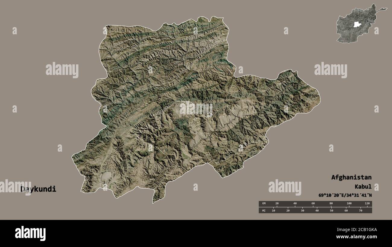 Shape of Daykundi, province of Afghanistan, with its capital isolated ...