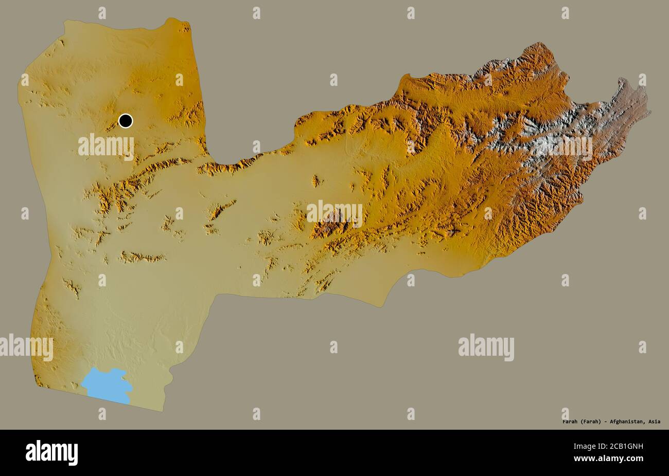 Shape of Farah, province of Afghanistan, with its capital isolated on a ...
