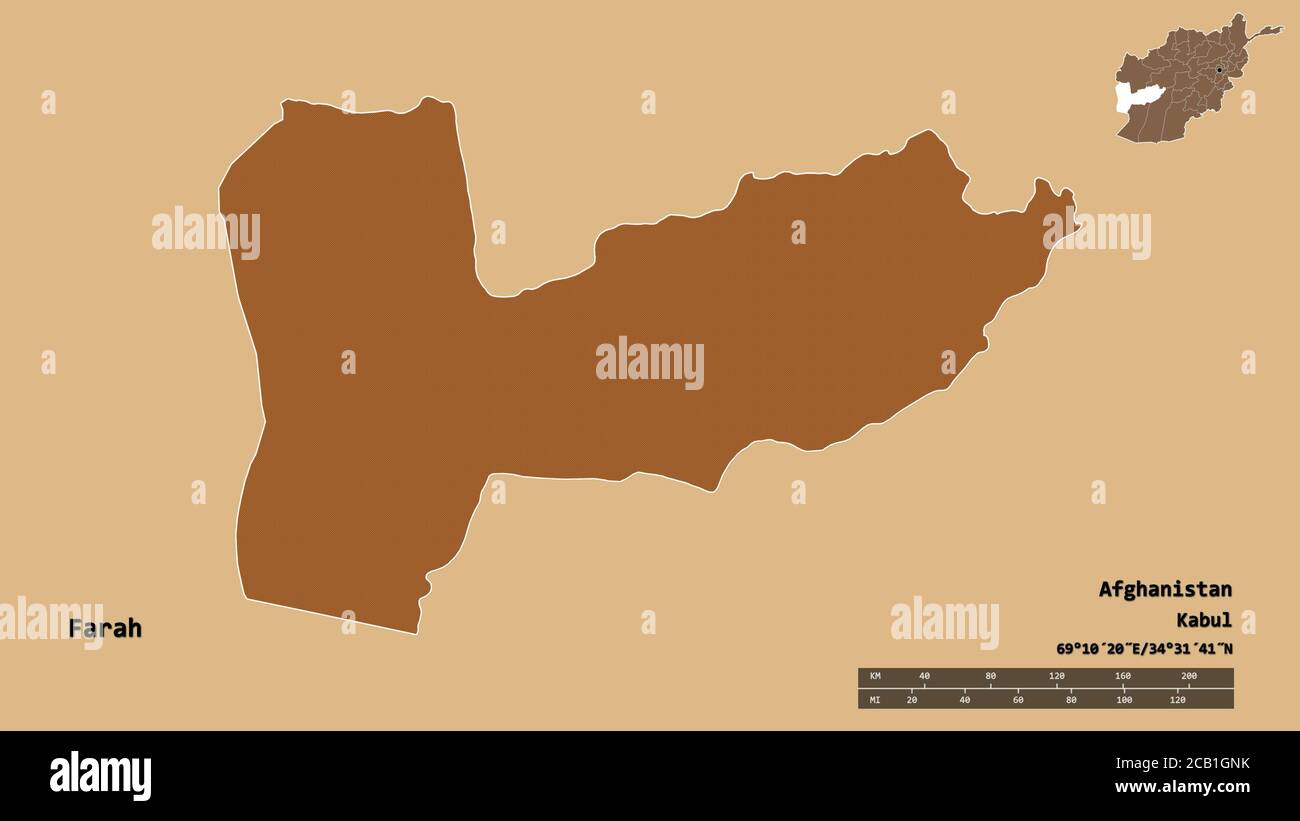 Shape of Farah, province of Afghanistan, with its capital isolated on ...