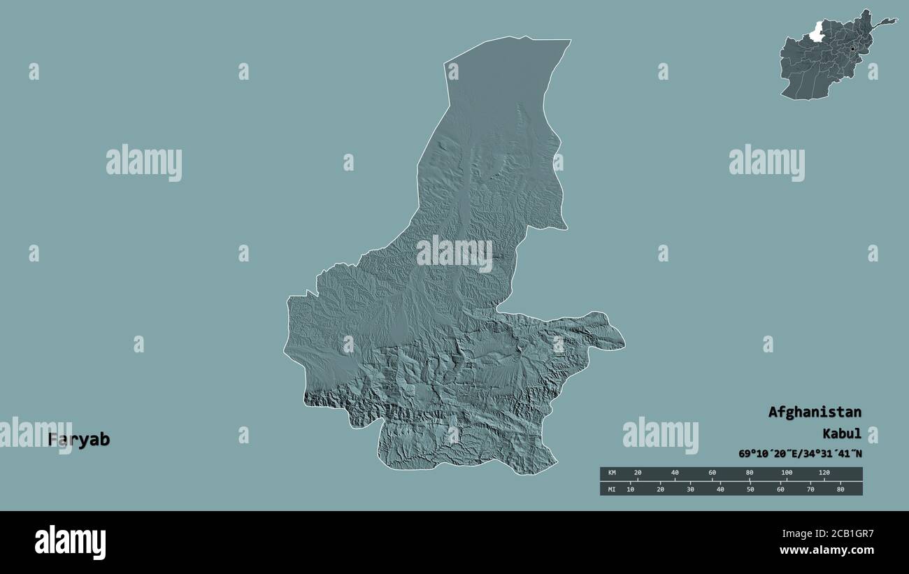 Shape of Faryab, province of Afghanistan, with its capital isolated on ...