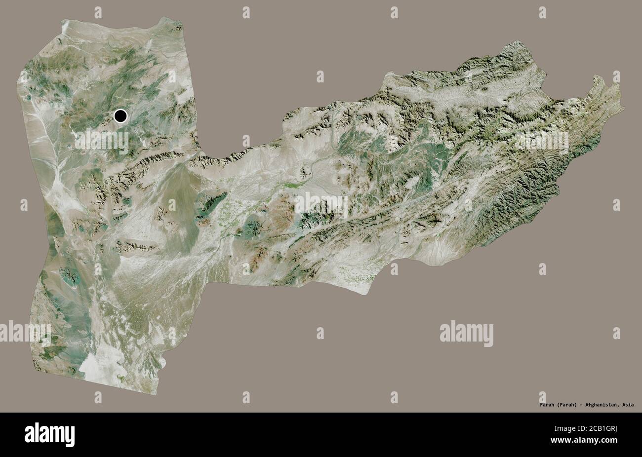 Shape of Farah, province of Afghanistan, with its capital isolated on a ...