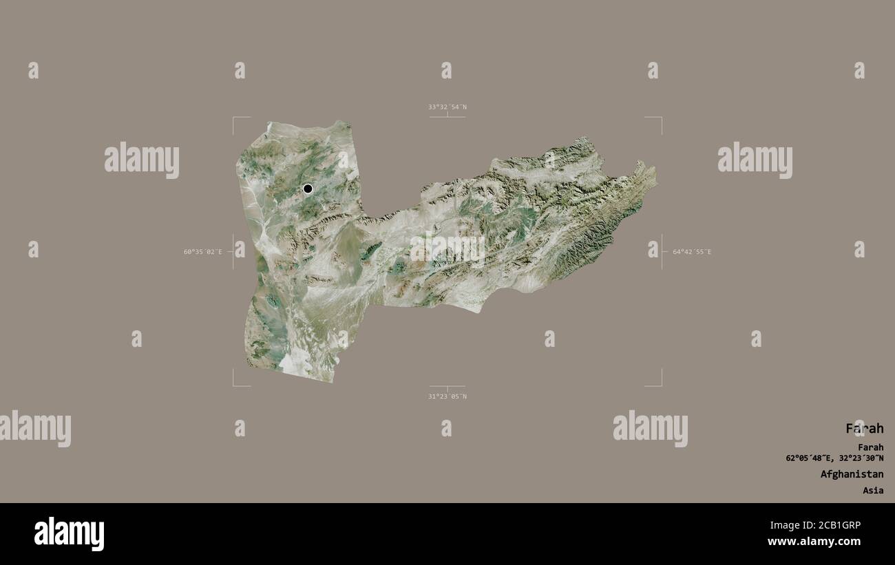 Area of Farah, province of Afghanistan, isolated on a solid background ...
