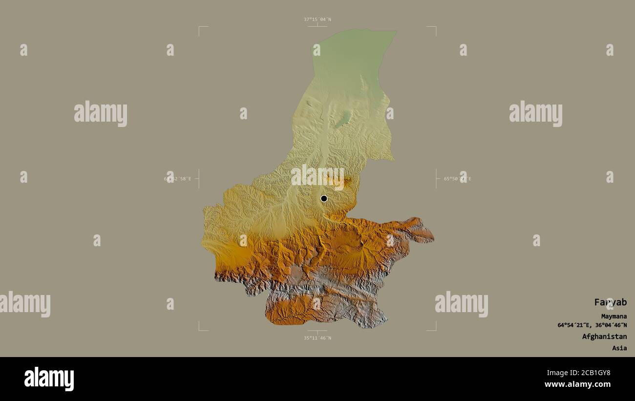 Area of Faryab, province of Afghanistan, isolated on a solid background ...