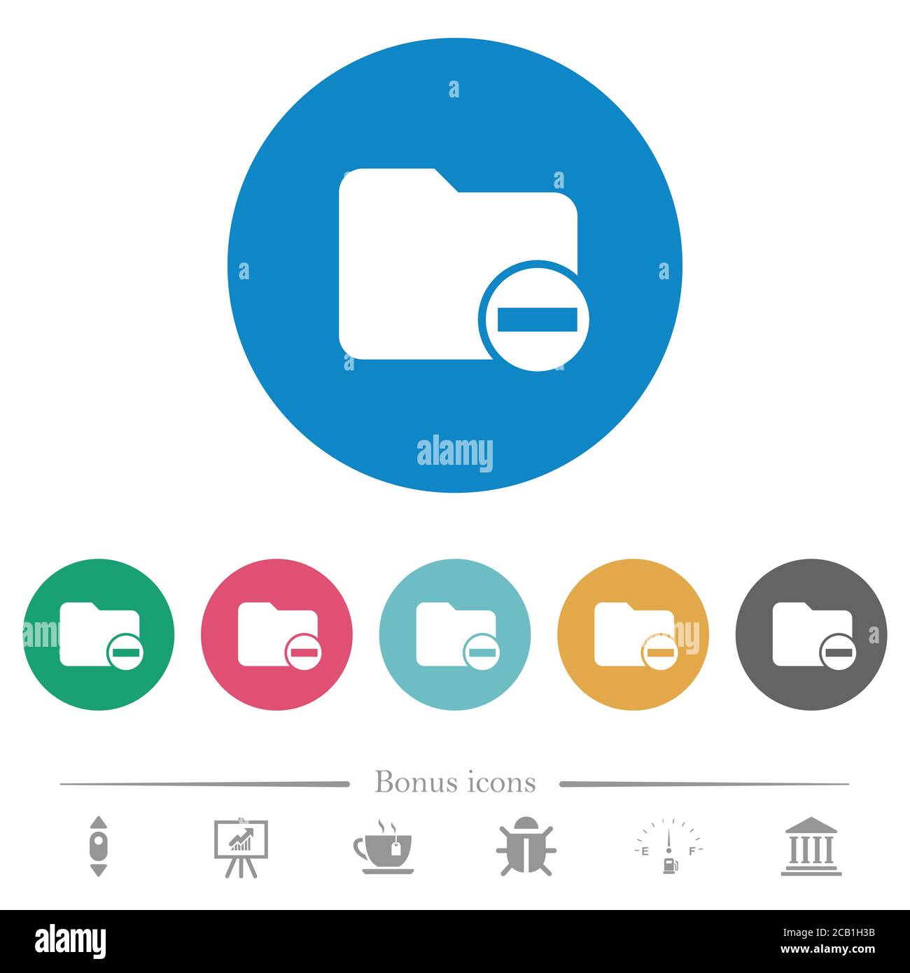Remove directory flat white icons on round color backgrounds. 6 bonus ...