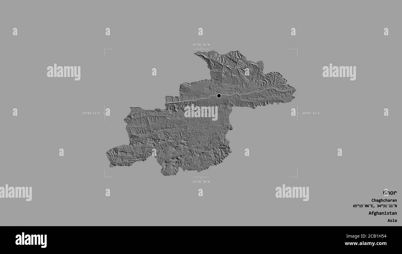 Area of Ghor, province of Afghanistan, isolated on a solid background ...