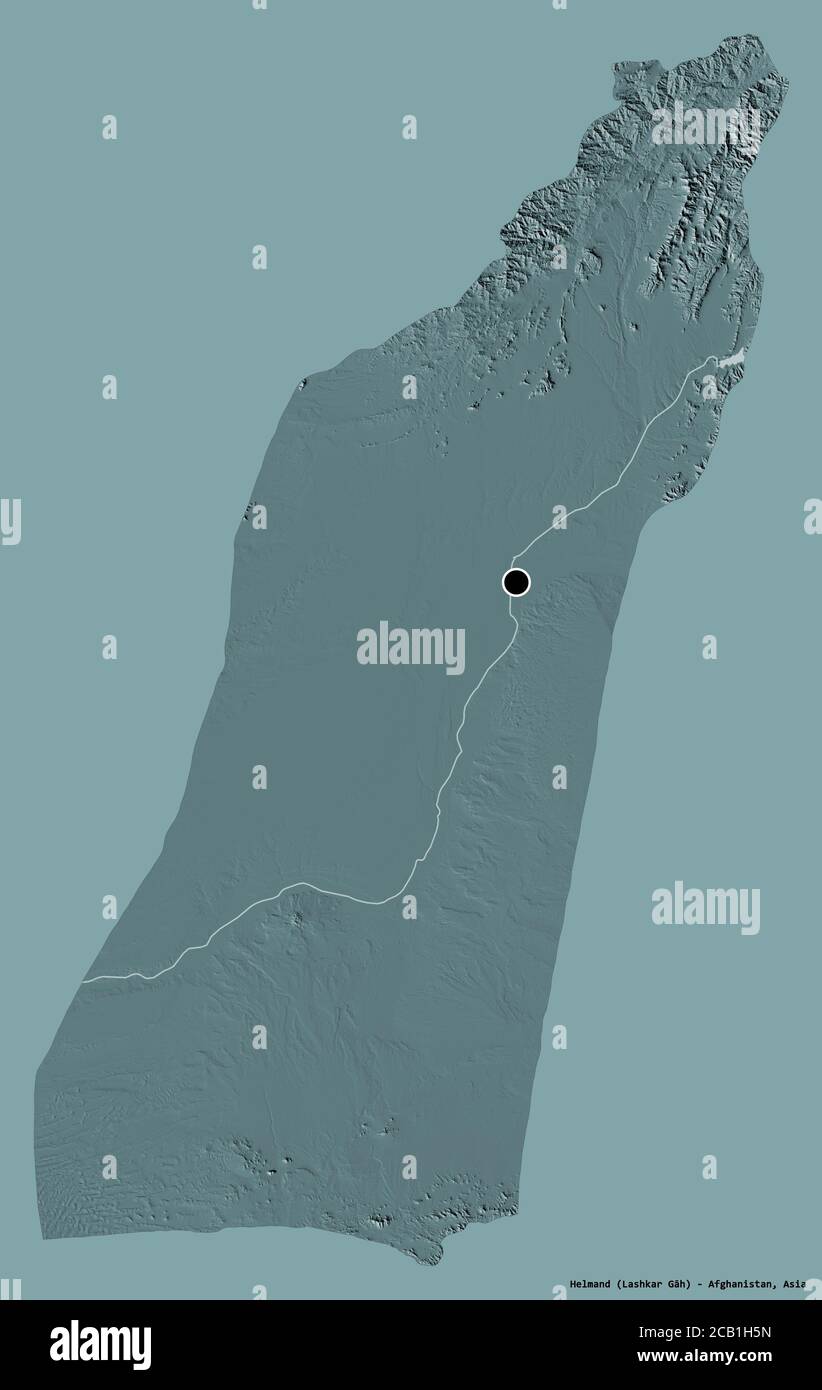Shape of Helmand, province of Afghanistan, with its capital isolated on ...