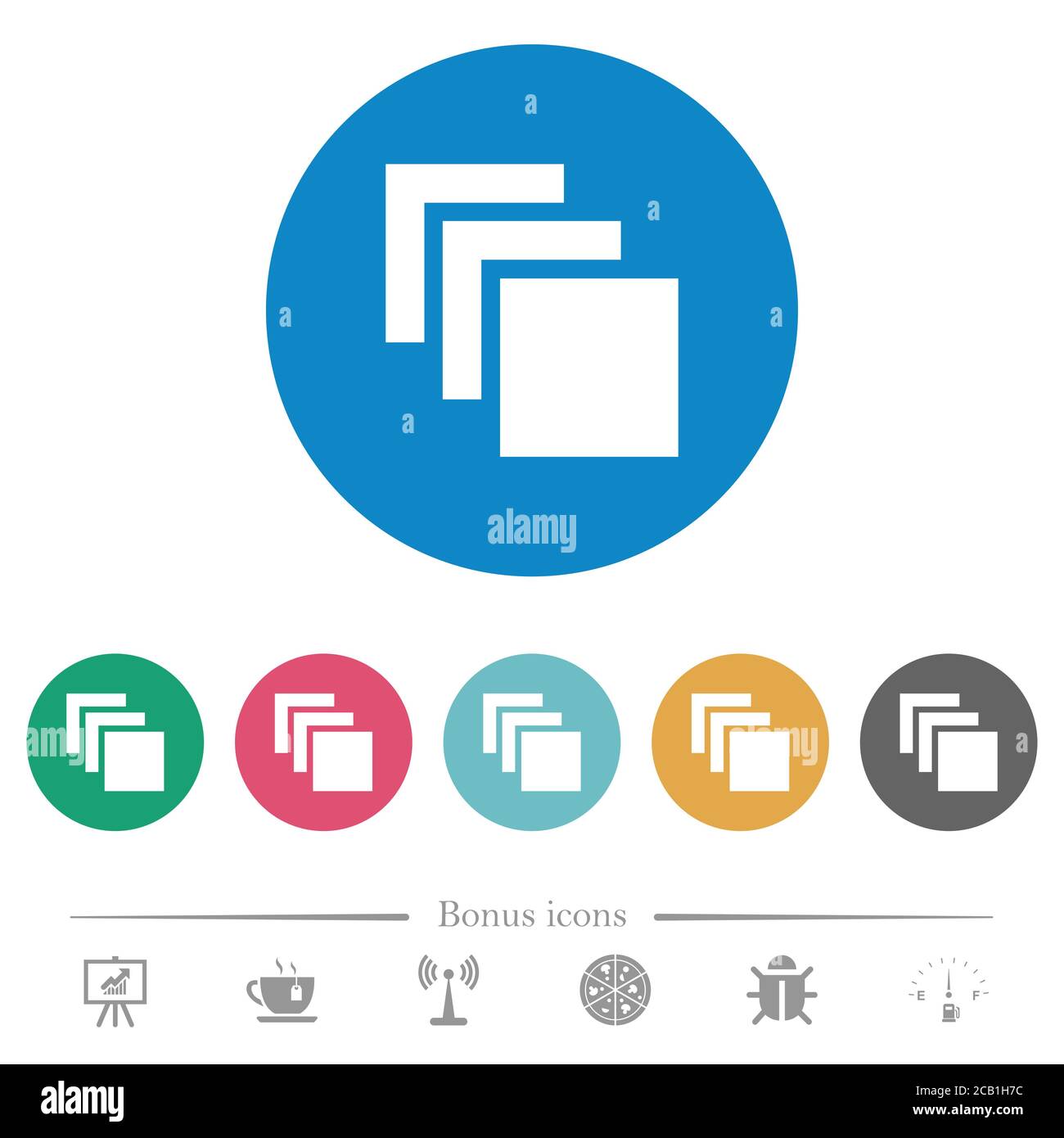 Multiple canvases flat white icons on round color backgrounds. 6 bonus icons included Stock ...