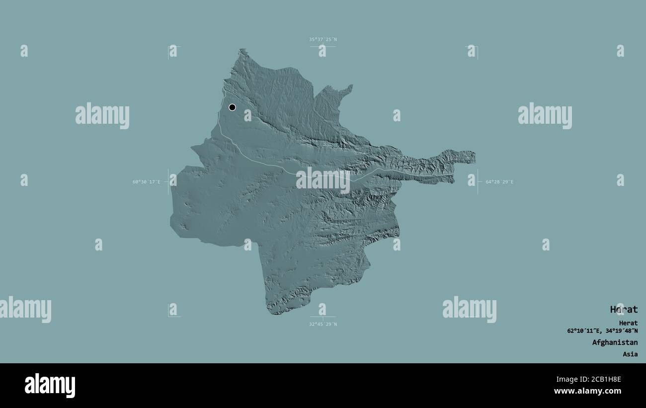 Area of Herat, province of Afghanistan, isolated on a solid background ...
