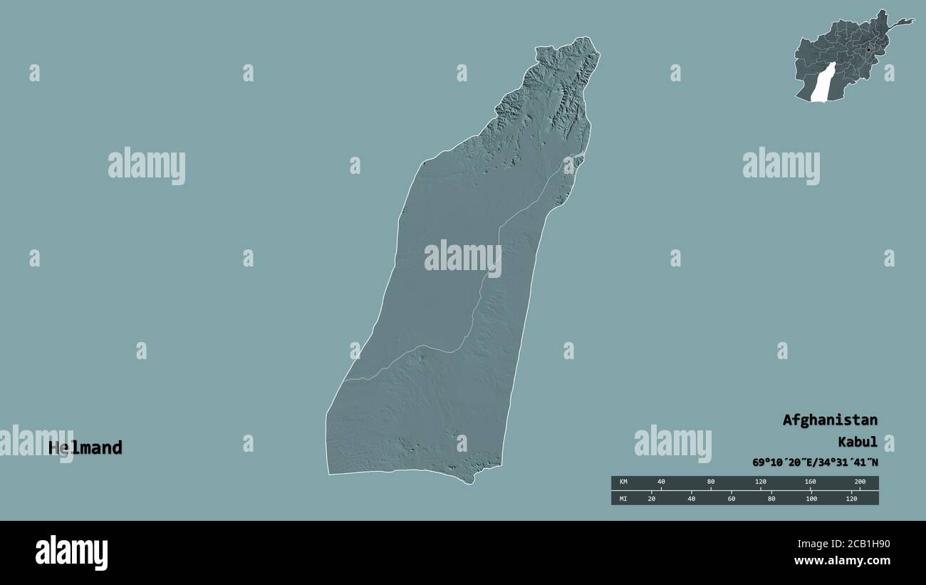 Shape of Helmand, province of Afghanistan, with its capital isolated on ...