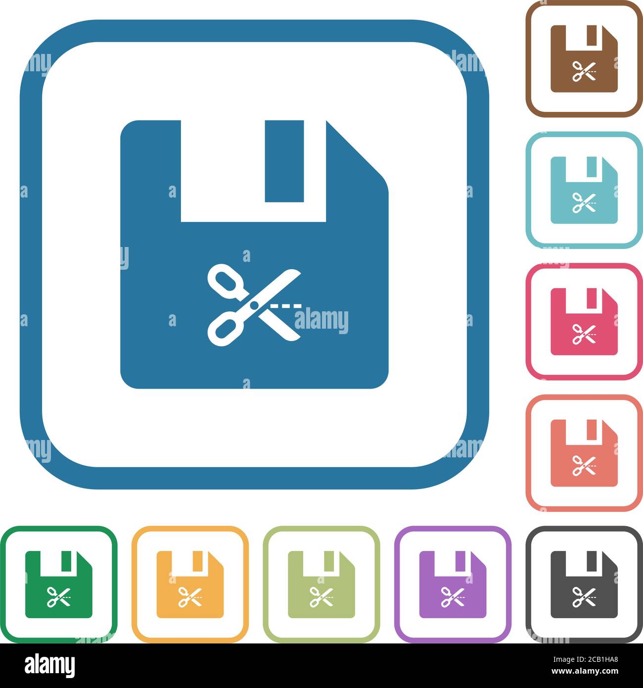 Cut file simple icons in color rounded square frames on white ...