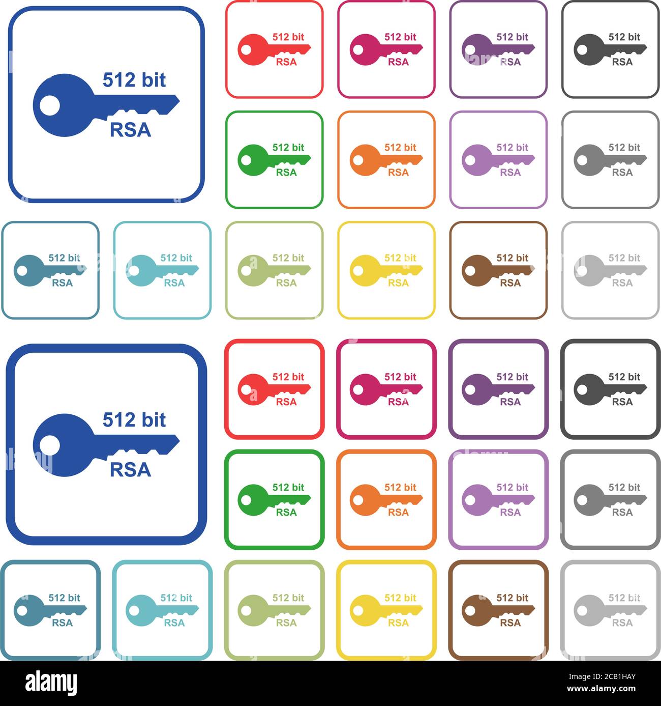 512 bit rsa encryption color flat icons in rounded square frames. Thin ...