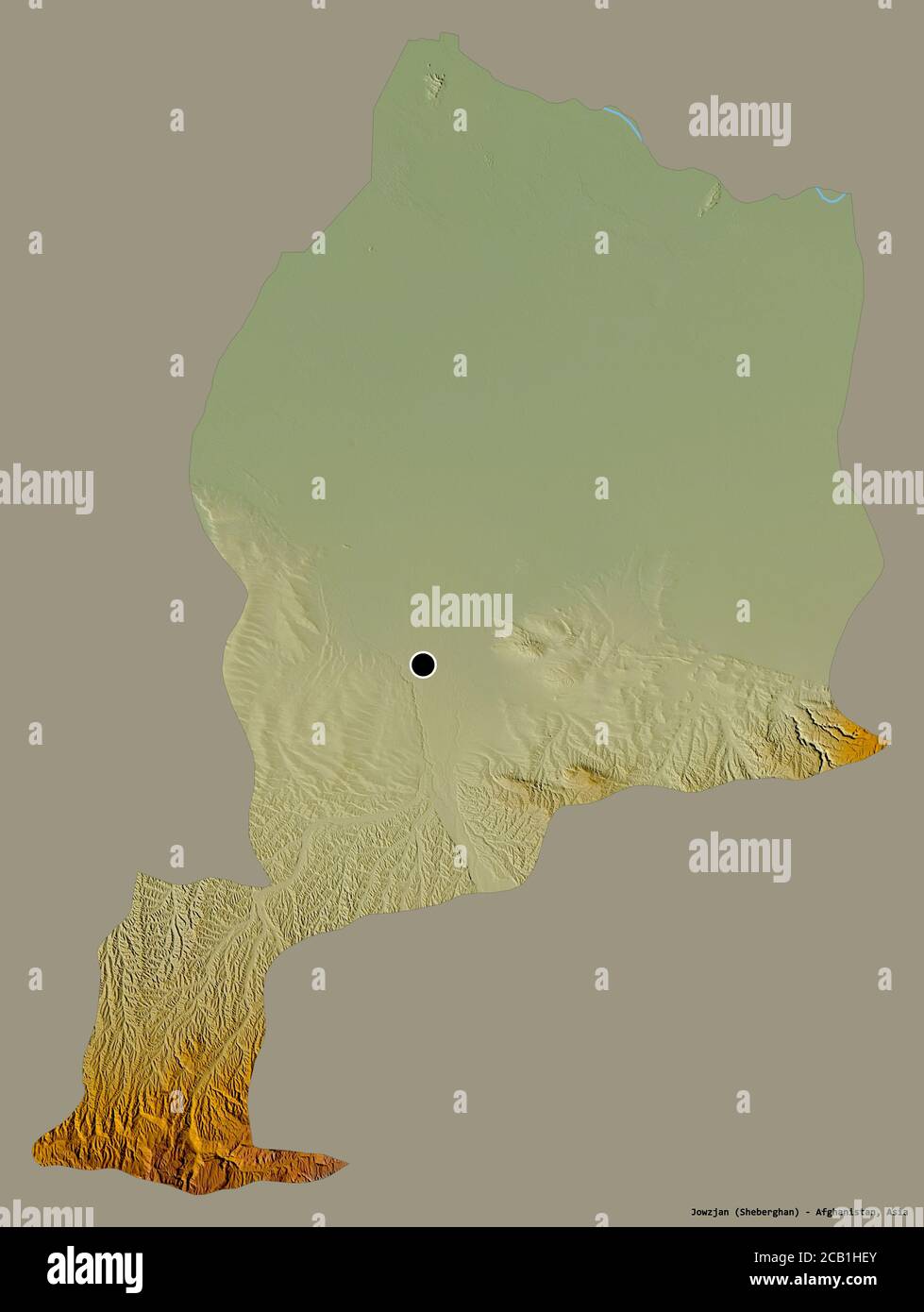 Shape of Jowzjan, province of Afghanistan, with its capital isolated on ...