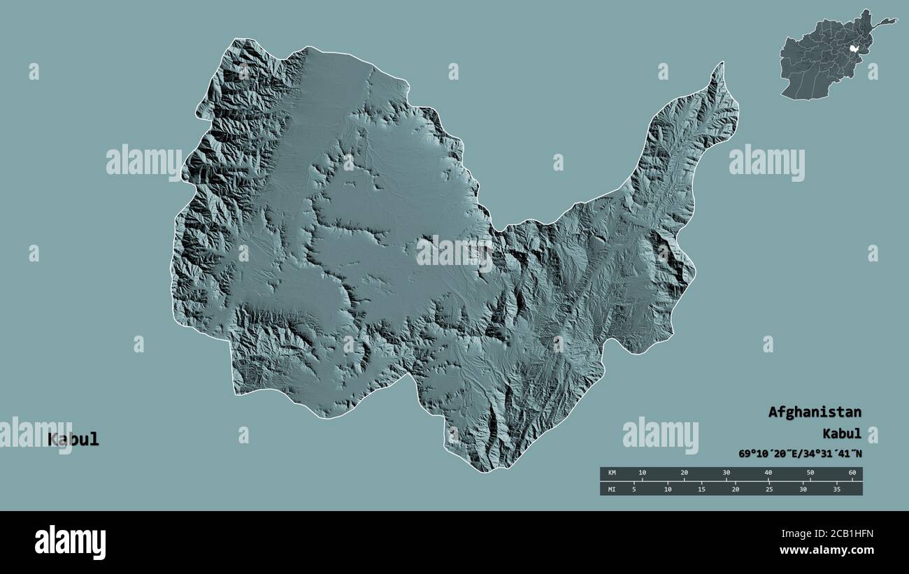 Shape of Kabul, province of Afghanistan, with its capital isolated on ...