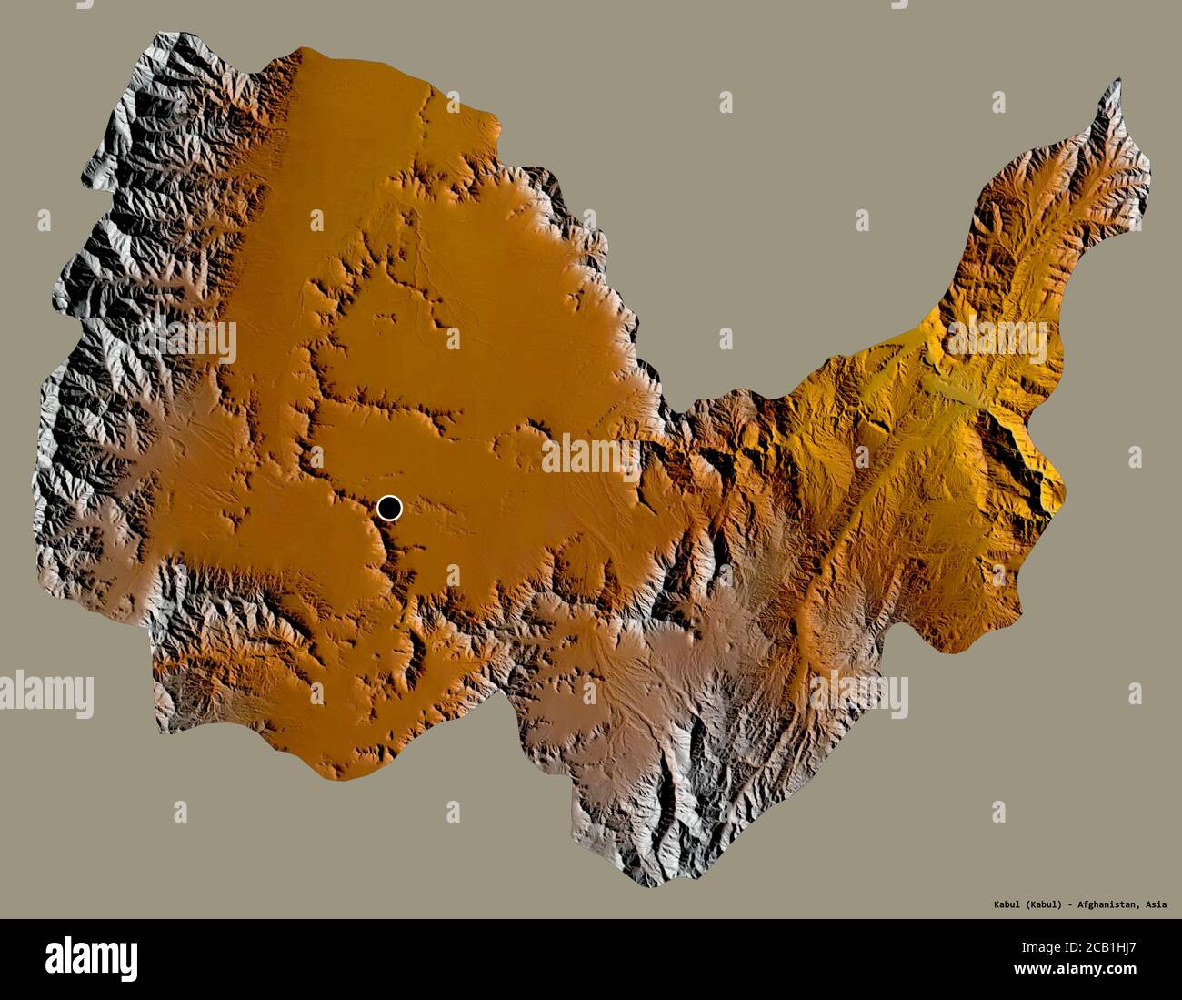 Shape of Kabul, province of Afghanistan, with its capital isolated on a ...