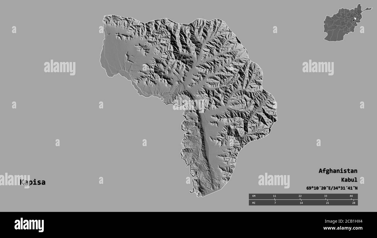 Shape of Kapisa, province of Afghanistan, with its capital isolated on ...
