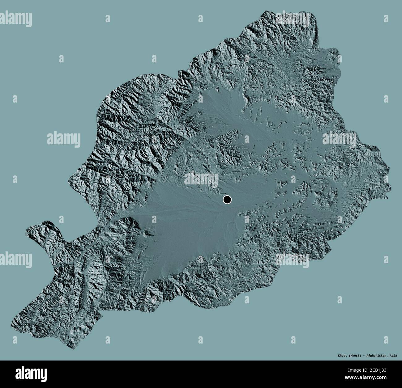 Shape of Khost, province of Afghanistan, with its capital isolated on a ...