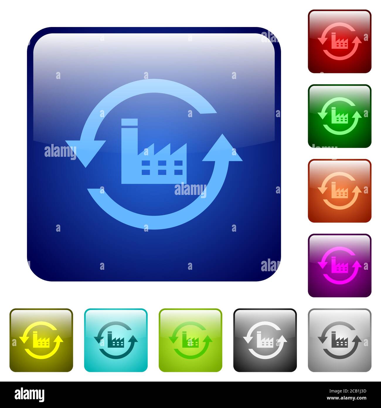 Reset to factory defaults icons in rounded square color glossy button ...