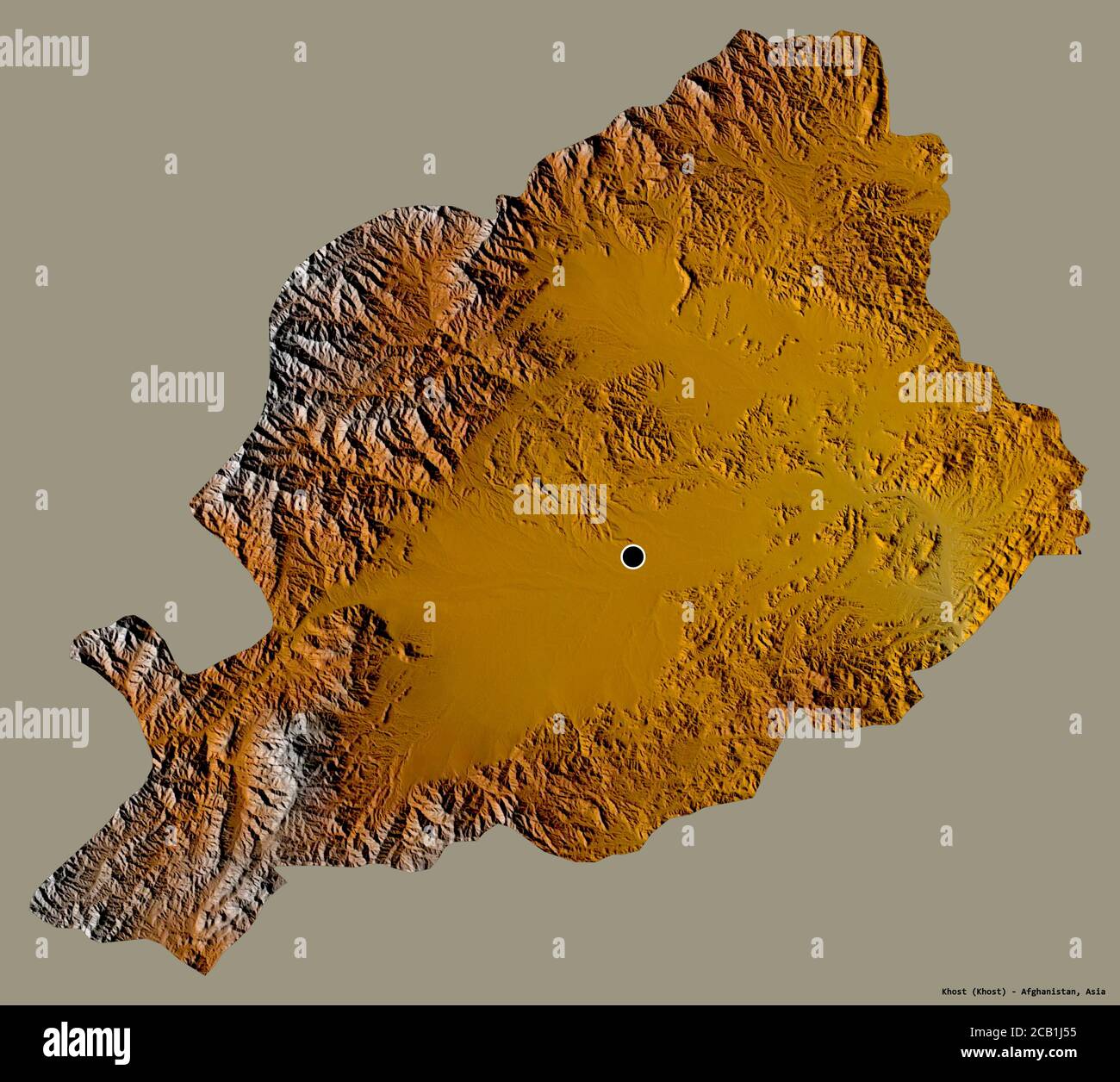 Shape of Khost, province of Afghanistan, with its capital isolated on a ...