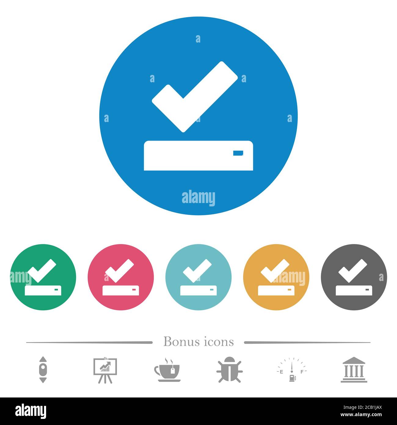 Successfully saved flat white icons on round color backgrounds. 6 bonus ...