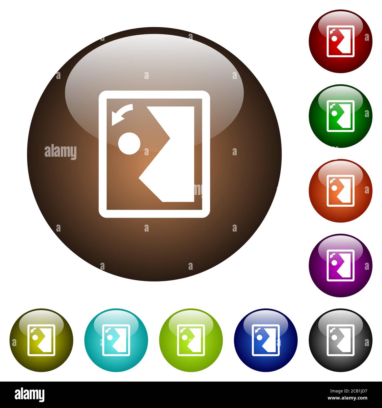 Rotate image left white icons on round color glass buttons Stock Vector ...