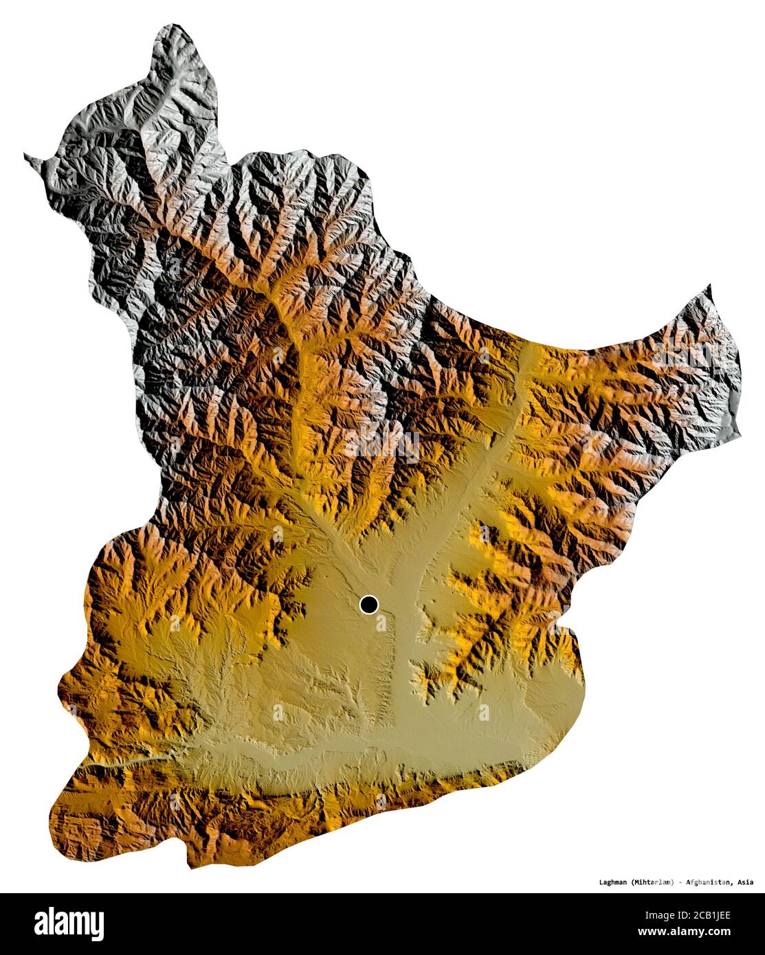 Shape of Laghman, province of Afghanistan, with its capital isolated on ...