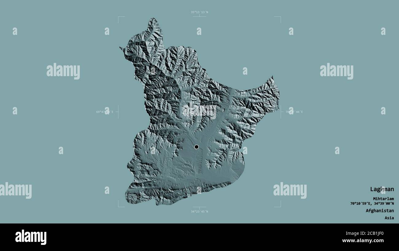 Area of Laghman, province of Afghanistan, isolated on a solid ...