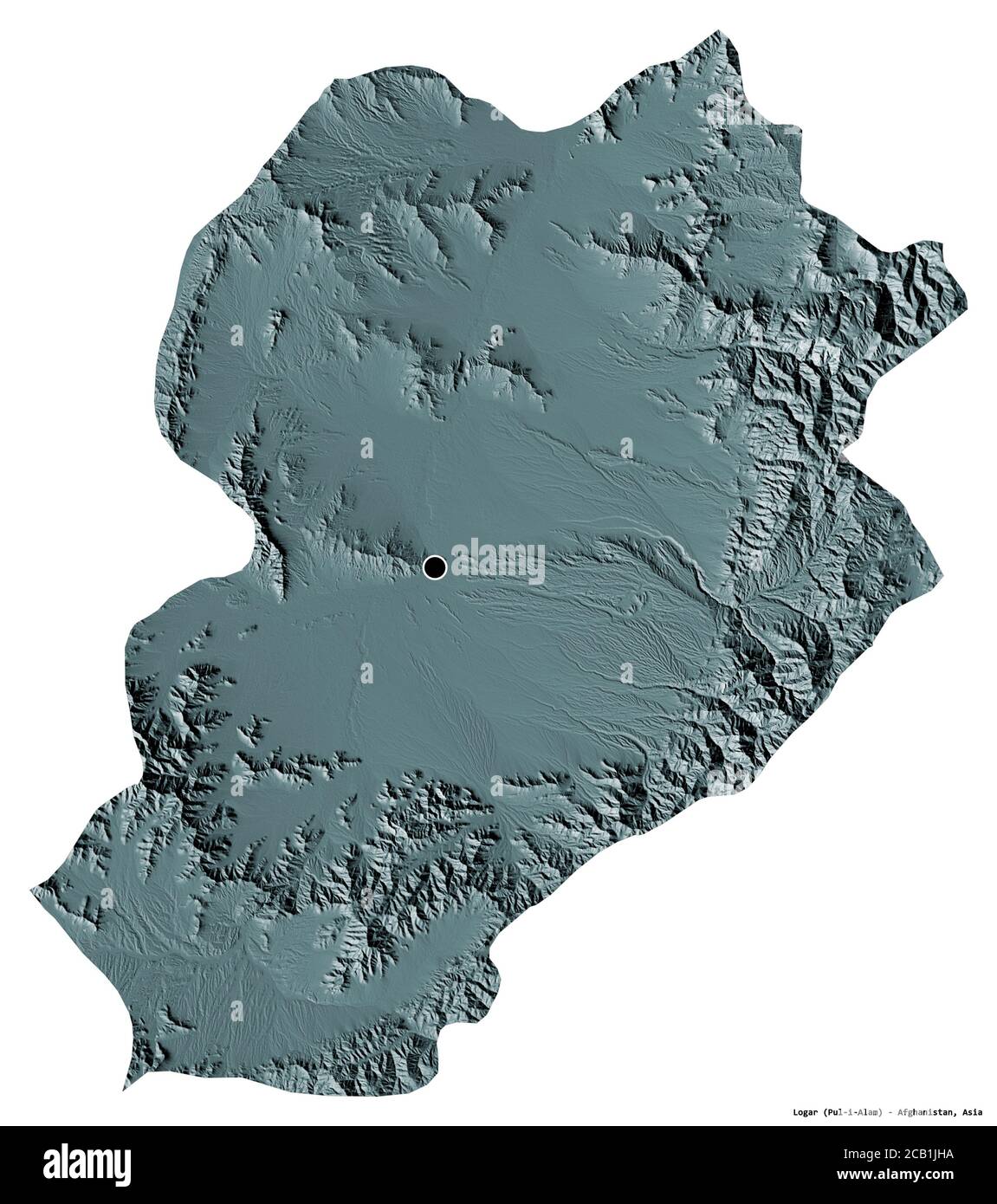 Shape of Logar, province of Afghanistan, with its capital isolated on ...