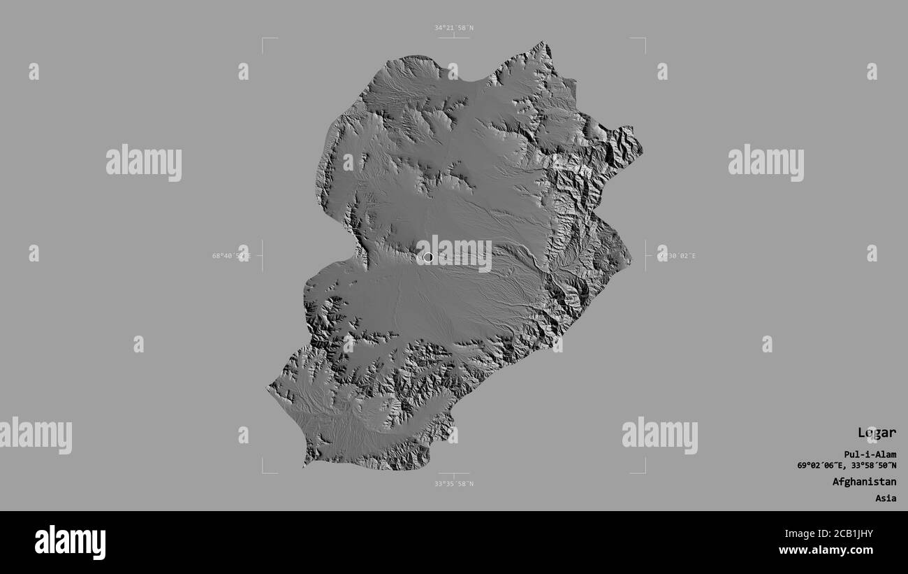 Area of Logar, province of Afghanistan, isolated on a solid background ...