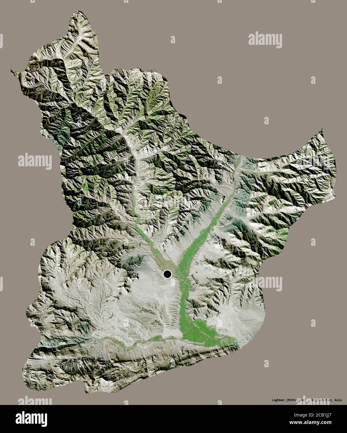 Shape of Laghman, province of Afghanistan, with its capital isolated on ...