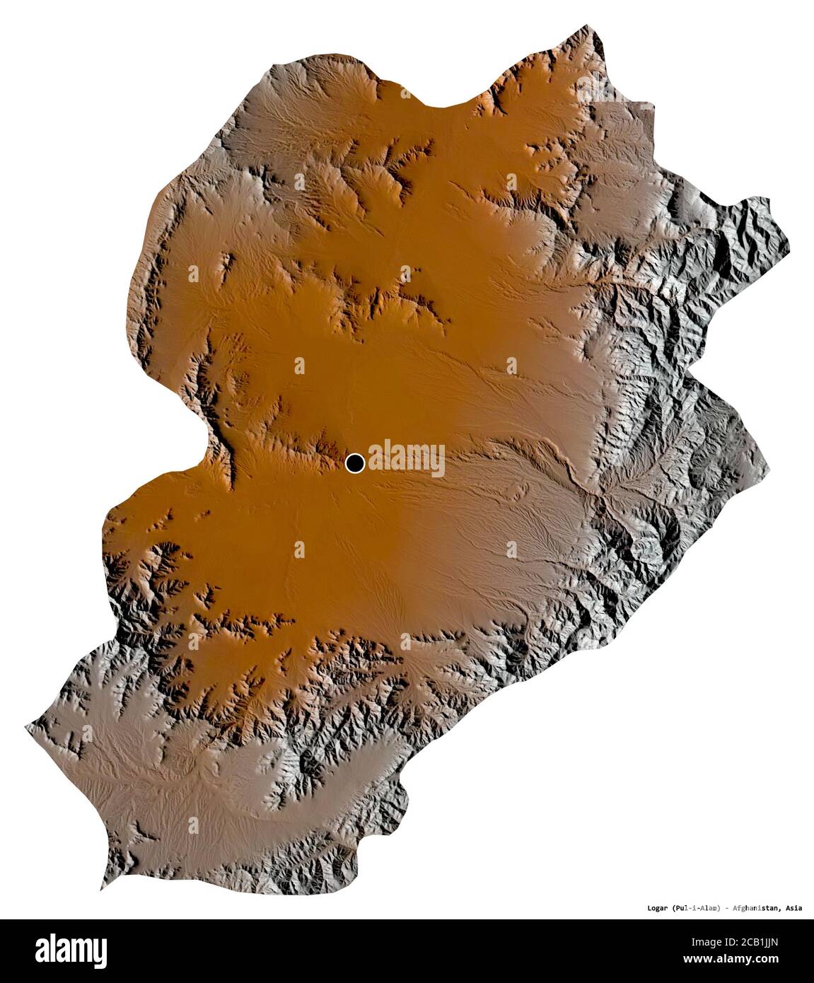 Shape of Logar, province of Afghanistan, with its capital isolated on ...