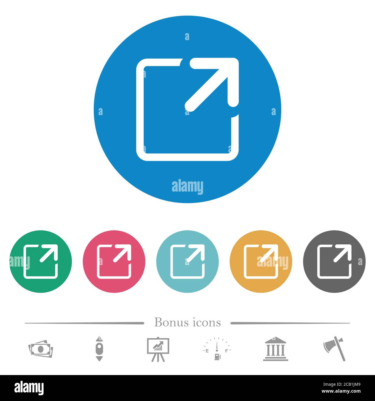 Maximize window flat white icons on round color backgrounds. 6 bonus ...