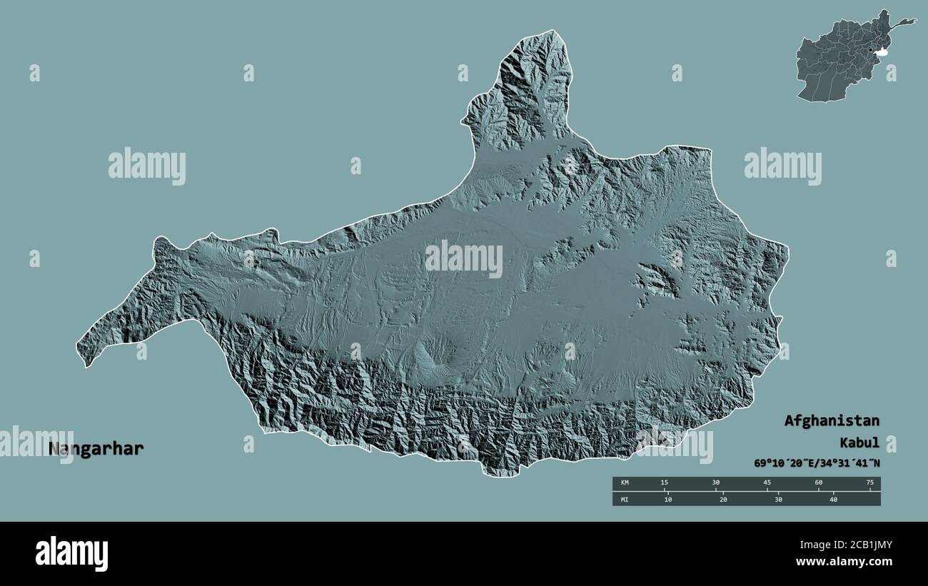 Shape of Nangarhar, province of Afghanistan, with its capital isolated ...