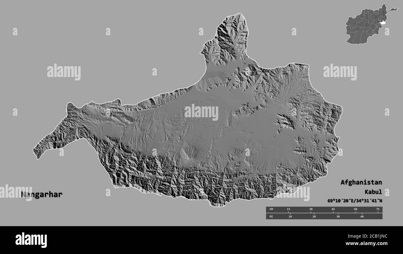 Shape of Nangarhar, province of Afghanistan, with its capital isolated ...