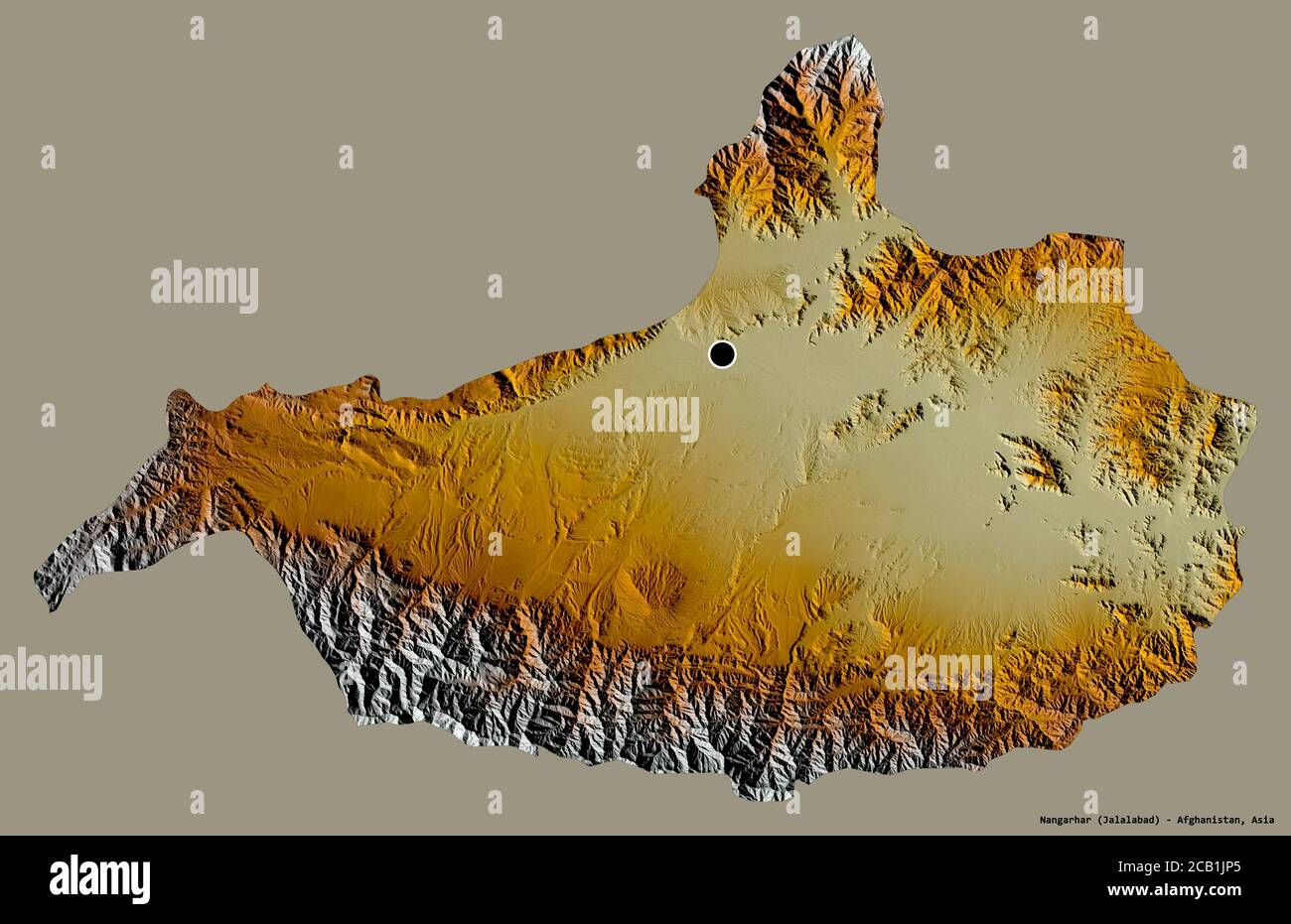 Shape of Nangarhar, province of Afghanistan, with its capital isolated ...