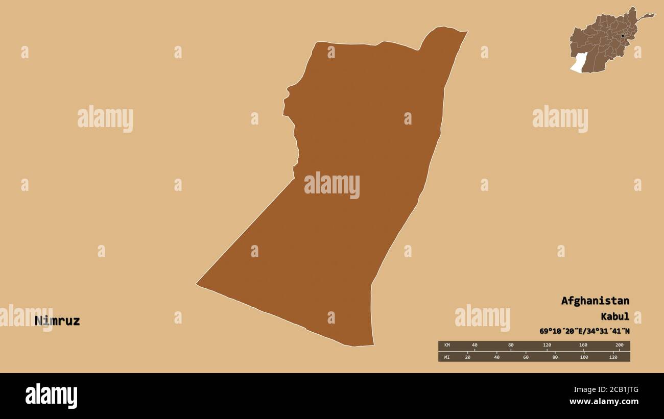 Shape of Nimruz, province of Afghanistan, with its capital isolated on ...