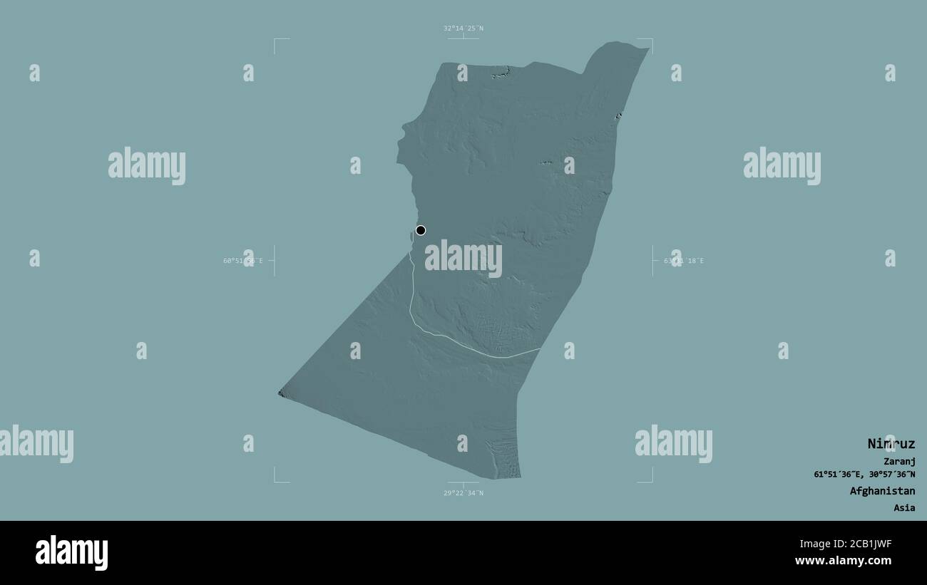 Area of Nimruz, province of Afghanistan, isolated on a solid background ...