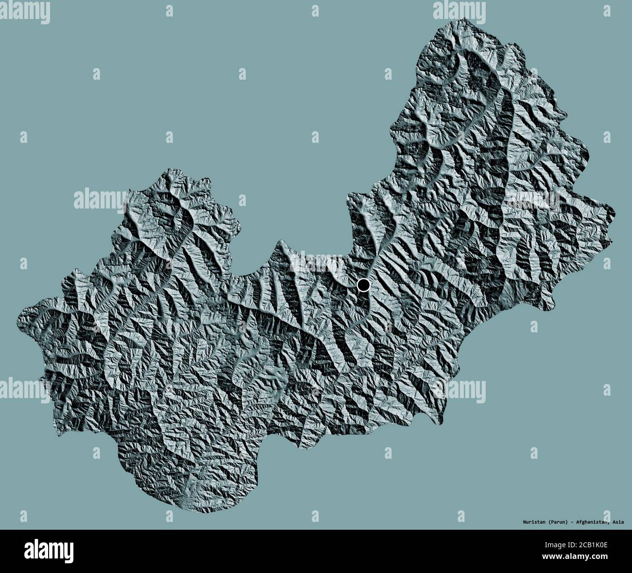 Shape of Nuristan, province of Afghanistan, with its capital isolated ...