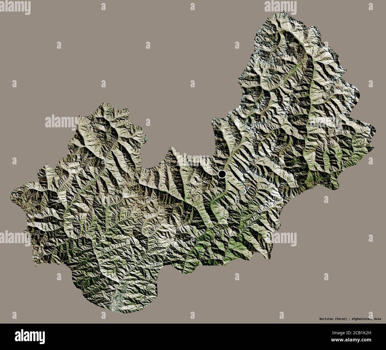 Shape of Nuristan, province of Afghanistan, with its capital isolated ...