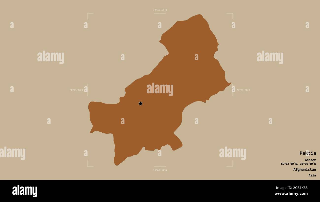 Area of Paktia, province of Afghanistan, isolated on a solid background ...