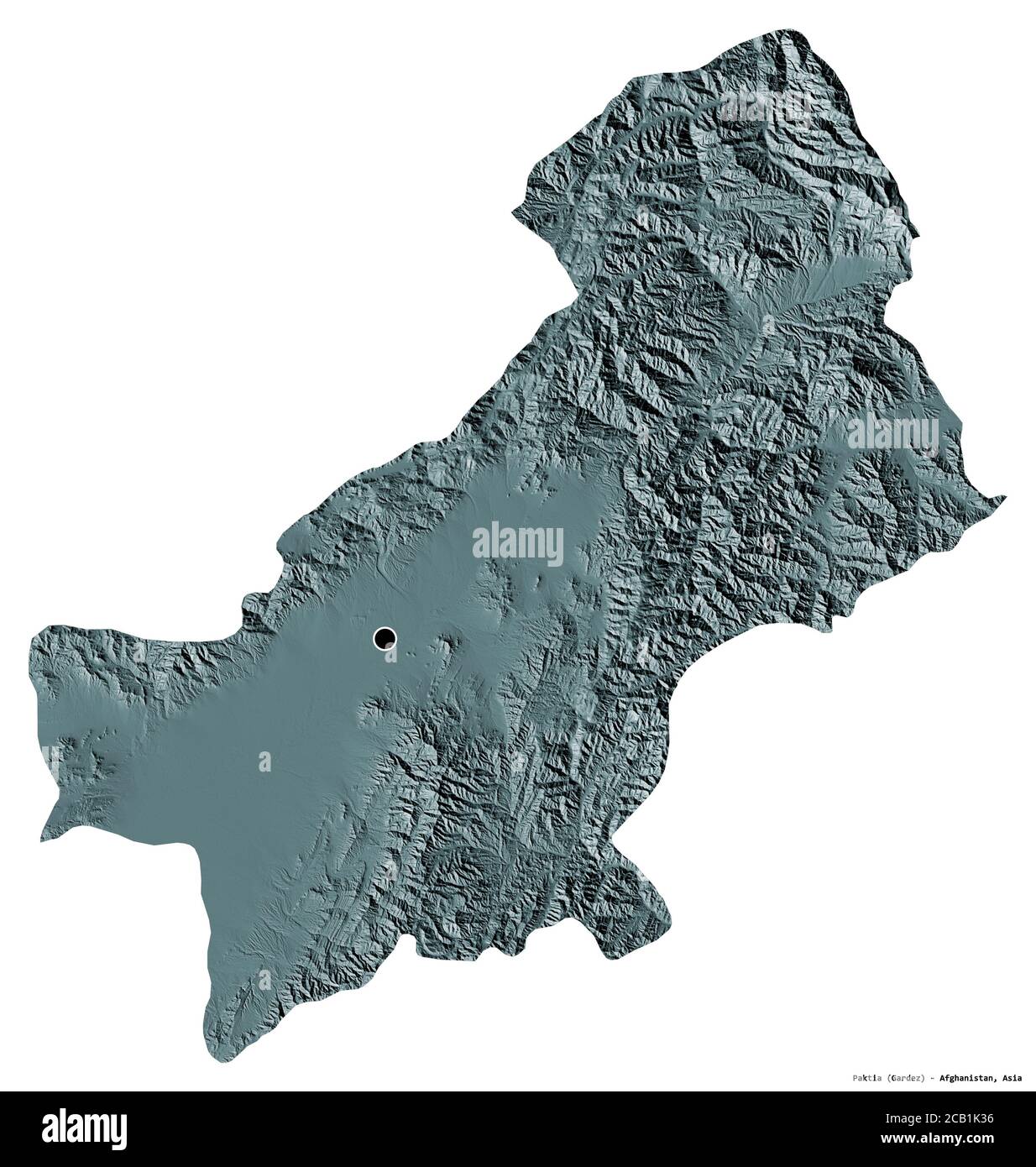Shape of Paktia, province of Afghanistan, with its capital isolated on ...