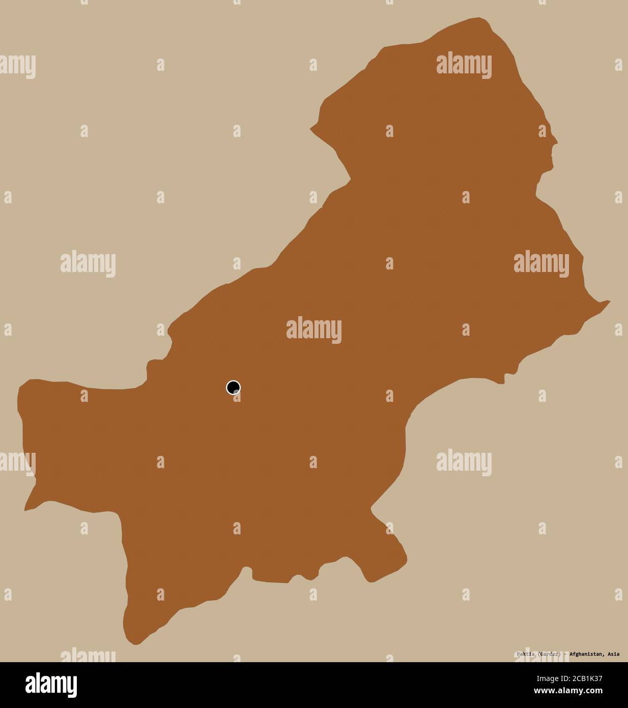 Shape of Paktia, province of Afghanistan, with its capital isolated on ...