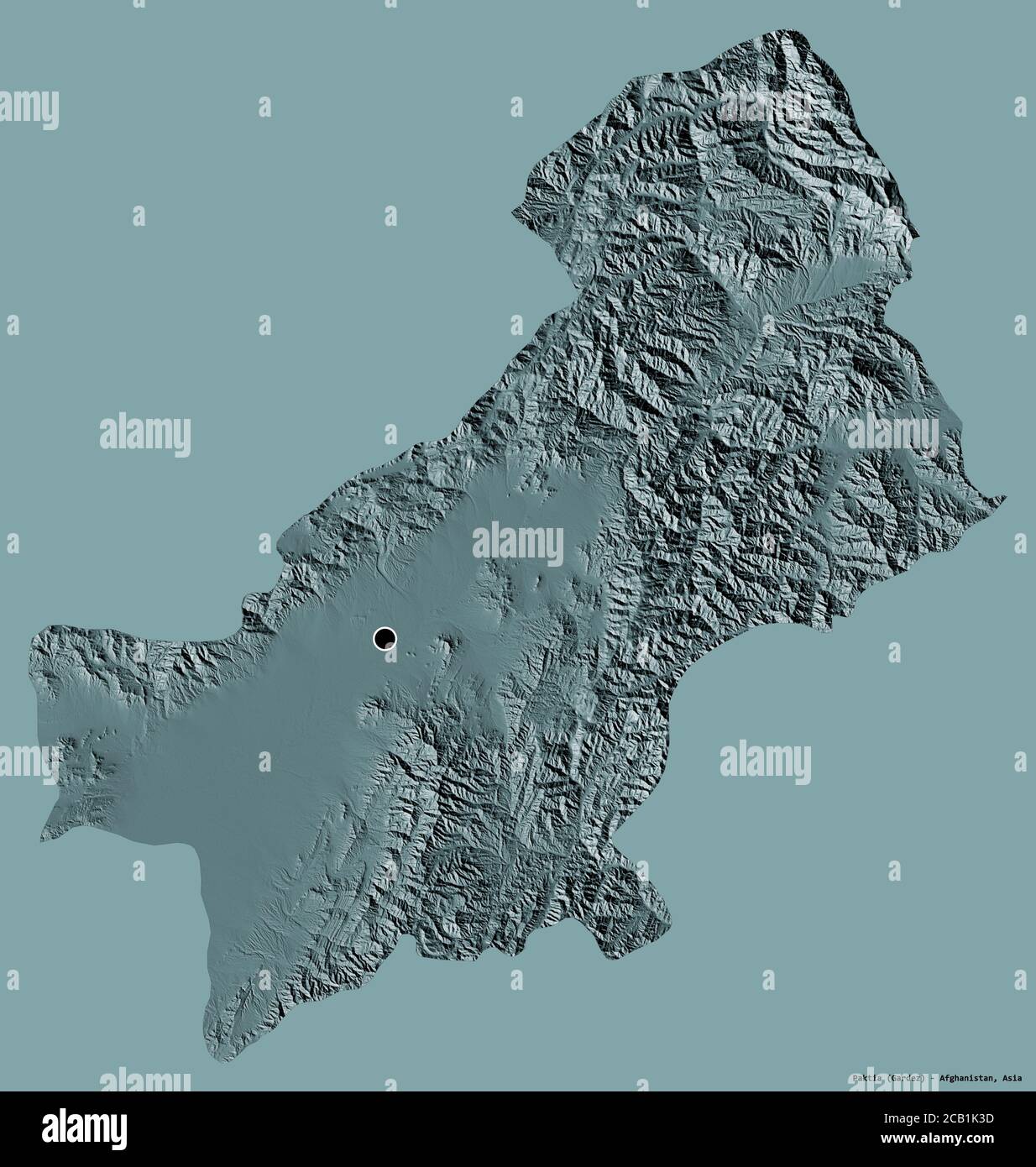 Shape of Paktia, province of Afghanistan, with its capital isolated on ...